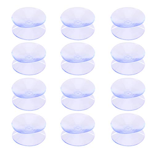 NUOBESTY Mirror Sucker Pads Transparent Double-Sided Cups PVC Plastic Clear Suction Rubber Pads for Glass Silicone Suckers Without Hooks 12 Pcs 10 x 30mm (Transparent)