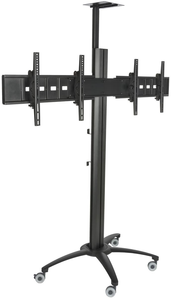 Displays2go Mobile TV Stand with Travel Case, Steel, Aluminum, MDF, EVA Form โ Black (LPGPWBC2S)