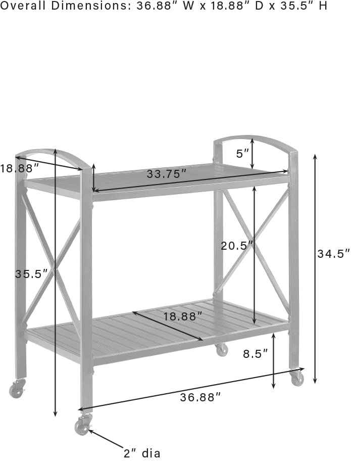 Crosley Furniture Kaplan Rolling Metal Outdoor Bar Cart for Backyard, Pool, Patio, Deck, Oil-Rubbed Bronze