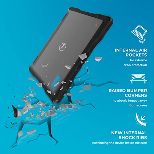 Gumdrop DropTech Laptop Case Fits Dell Chromebook 3120 | 3110 | 3100 (2-in-1) for K-12 Students Teachers and Classrooms β Drop Tested Rugged Shockproof Bumpers for Reliable Device Protection β Black