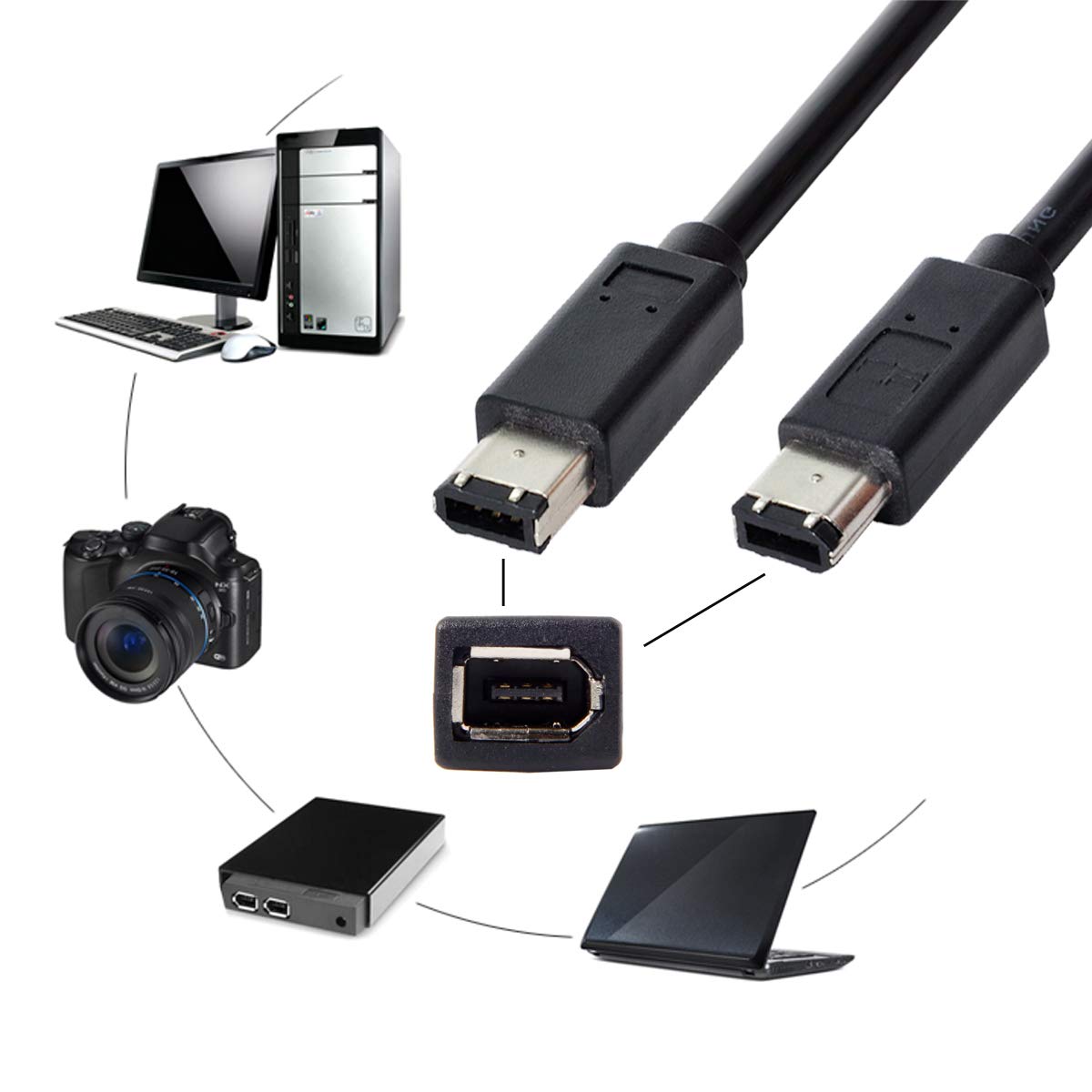 xiwai 1394a 6 Pin to 6Pin Male FireWire 400 to FireWire 400 6-6 ilink Cable IEEE 1394 1.8m