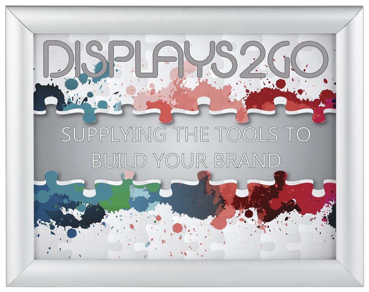 Displays2go Snap Open Sign Holder Frame, 8.5 x 11 Inch, Wall Mount or Tabletop, Silver Aluminum (WSNF8511SV)
