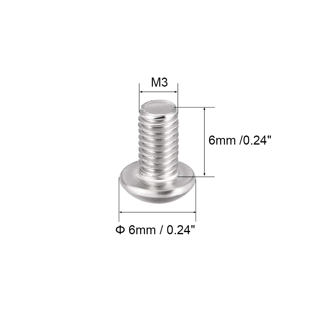 uxcell M3x6mm Machine Screws Hex Socket Round Head Screw 304 Stainless Steel Fasteners Bolts 100pcs