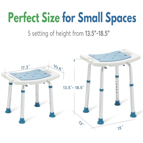 Auitoa Shower Stool with Shower Head Holder and Handles, Tool-Free Assembly Shower Chair for Bathtub and Inside Shower, Adjustable Shower Seat for Seniors, Elderly, Handicapped, Pregnant (350lbs)