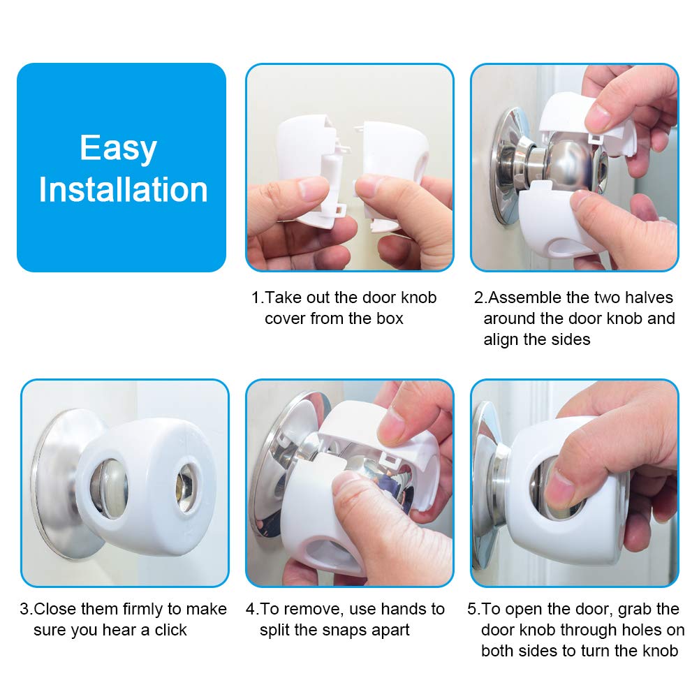 SHINY HANDLES Door Knob Covers Babyproof 2 Pack,Baby Safety Door Handle Covers,Door Knob Safety Cover for Toddlers