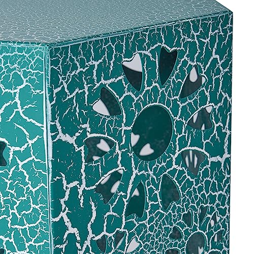 Christopher Knight Home Eliana Outdoor 14" Sunburst Iron Side Table, Crackle Teal