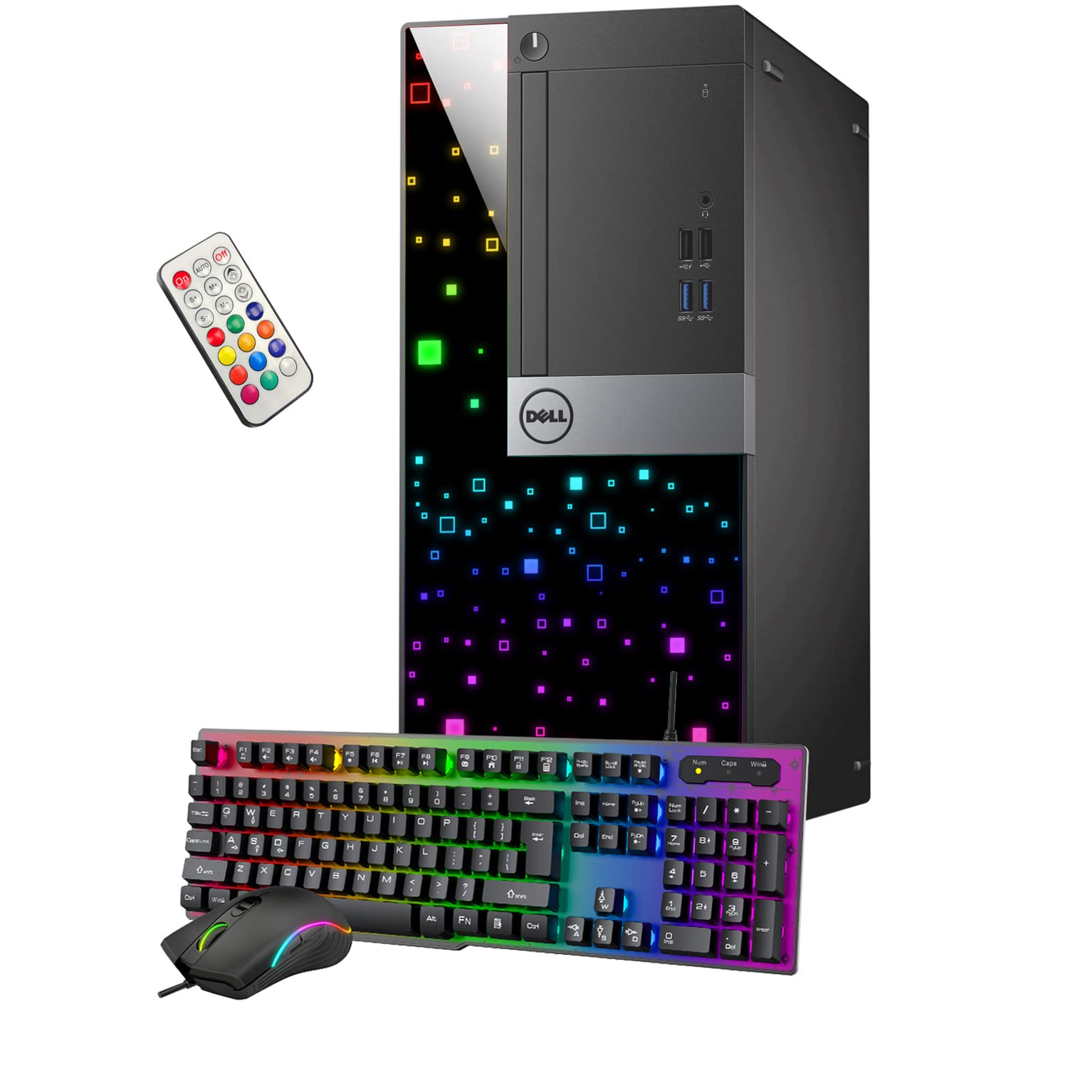 Dell Custom Built Tower Computer Desktop Intel Core i7-6700 Processor 3.40 GHz 16GB RAM 512GB SSD GeForce GT 1030 2GB Windows 10 Pro Wi-Fi Gaming PC Keyboard & Mouse HDMI (Renewed)