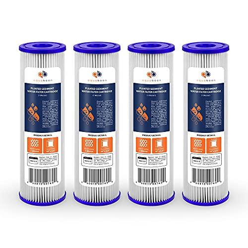 Aquaboon 1 Micron 10" x 2.5" Pleated Sediment Water Filter Cartridge | Universal Replacement for Any 10 inch RO Unit | Compatible with R50, 801-50, WFPFC3002, WB-50W, WHKF-WHPL, 4-Pack