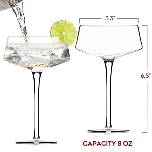 Chouggo Martini Glasses Set of 6, 8Oz Coupe Cocktail Glasses, Hand Blown Premium Crystal Cocktail Glass for Bar, Martini, Cosmopolitan, Manhattan