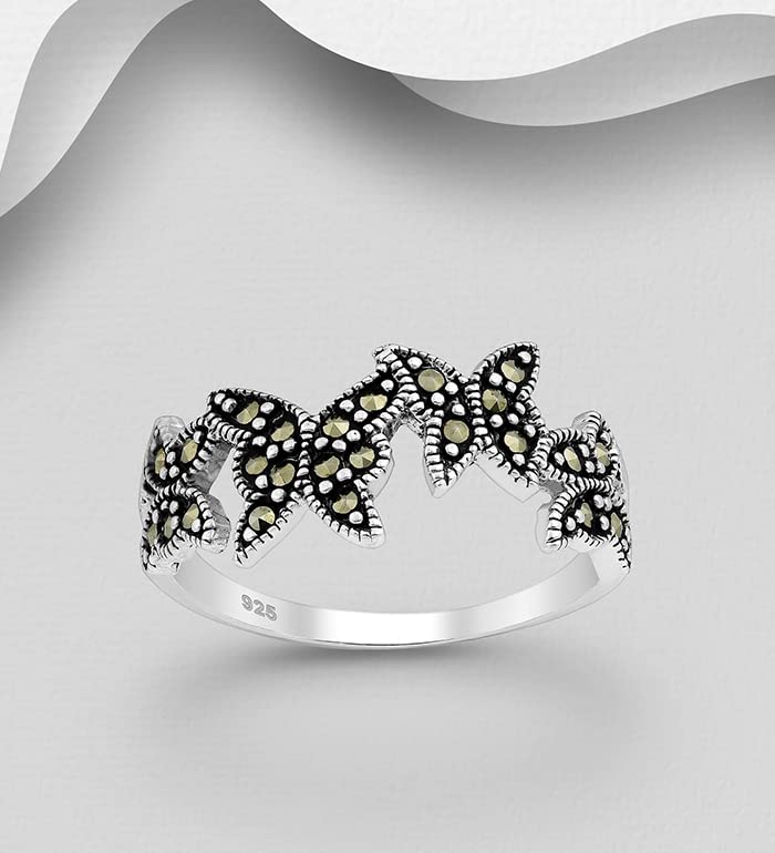 925 Silver and Marcasite Butterfly Ring for Women