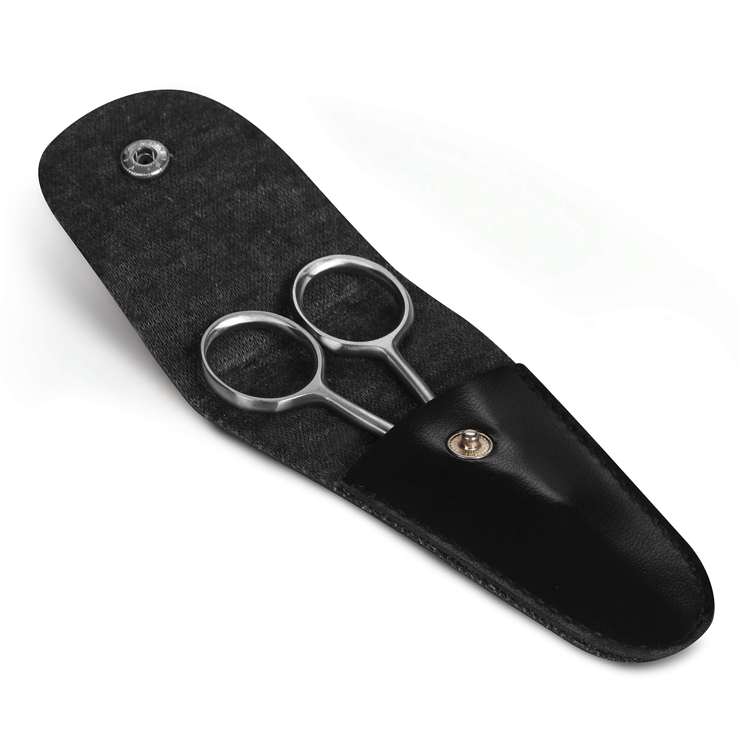 Kovira Precision Nose Hair Scissors with Adjustable Tension Screw - 10.16cm/4 Inch Overall Length - Rounded Safety Scissors for Trimming Nasal Hair - Also for Grooming Eyebrows, Ear Hair & Beards