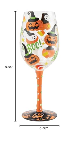 Enesco Lolita Halloween Spook-Tacular Hand-Painted Artisan Wine Glass, 15 Ounce, Multicolor