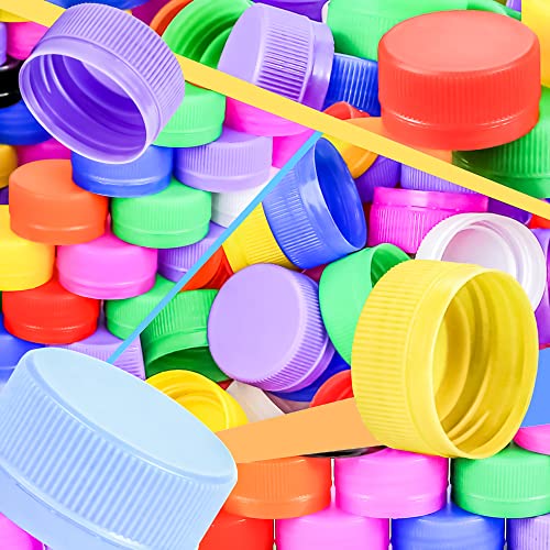 Motbach 200Pcs Plastic Bottle Caps for DIY Craft Environmental Protection and Development of Childrenās Intelligence (Mixed Color)