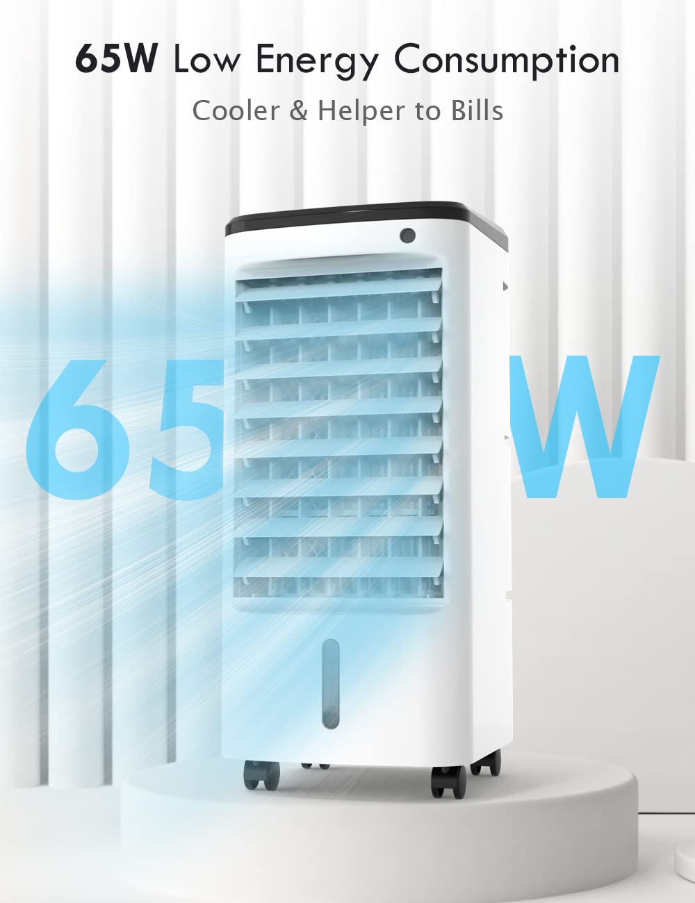 BREEZEWELL 3-IN-1 Evaporative Air Cooler, Portable Air Conditioner Fan/Humidifier with Ice Box, 12H Timer&Remote Control,Ultra-quiet,65° Oscillating Personal Evaporative Cooler for Room Home&Office