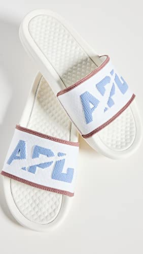 APL: Athletic Propulsion Labs Women's Big Logo Techloom Slide, Ivory/ForgedBlue/Beachwood, 8 Medium US