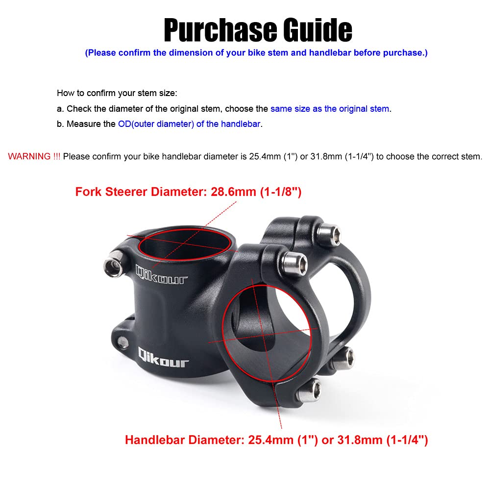 7 Degree Bike Stem Short Bicycle Stem 35mm Handlebar Riser Extender for Road Bike, Mountain Bike, MTB, BMX, Cycling (Black, Handlebar Diameter 31.8mm/1.25")