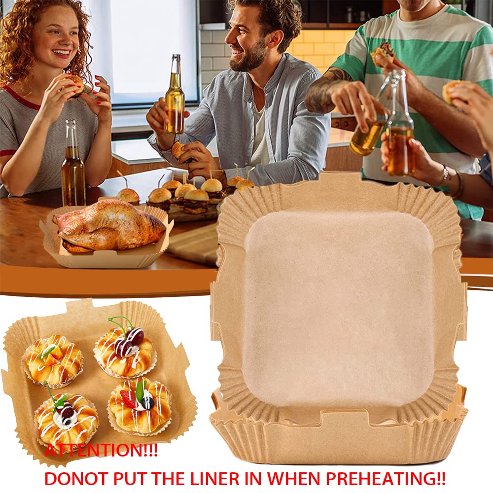 Air Fryer Parchment Paper Liner Square Disposable Paper 6.3inch-100PCS for 2-5Qt Air Fryer