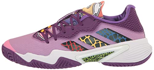 adidas Women's Barricade Tennis Shoe, Rose Tone/Core Black/Glory Purple, 8