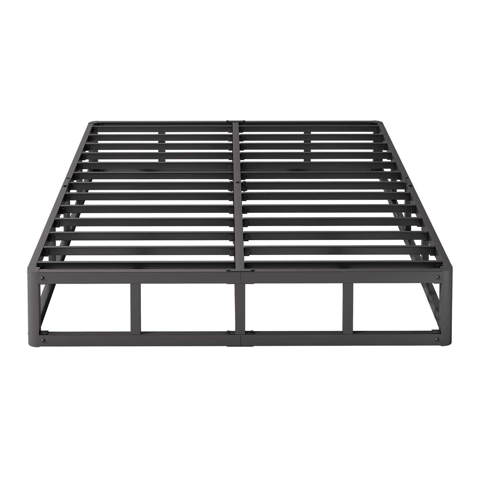 Askeld Bed Frame Queen Size, 4 Inch Metal Queen Box Spring with Fabric Cover, Heavy Duty Platform Frame Low to Floor, 3500 Lbs Weight Capacity Mattress Base, Easy Assembly, Black