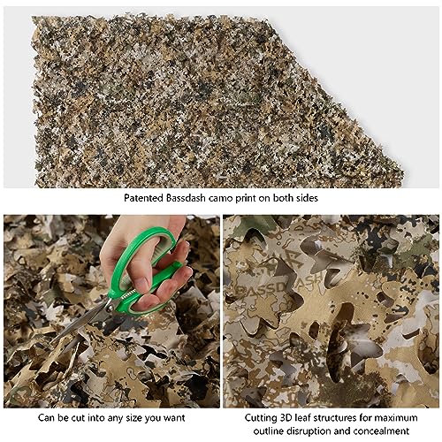 BASSDASH Camo Netting Camouflage Mesh Water Resistant for Hunting Blind Party (Grunge camo, 5x13ft (1.5x4M))