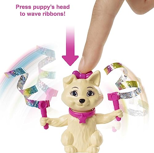 Barbie Gymnast Playset, Spin 'N Twirl Teresa Doll Flips & Spins Hoops, Pet Has Bouncing Trampoline & Waves Ribbons, Themed Accessories (Amazon Exclusive)