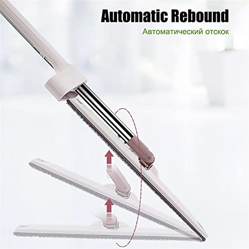 BinOxy Mop/Flat Floor Mop Hand-Washing Squeeze Mop Automatic Leveling Mop Automatic Rotation Floor Cleaner with Microfiber Pad Cleaning Tool Floor Cleaning System (Color : White Within 4 Pads)