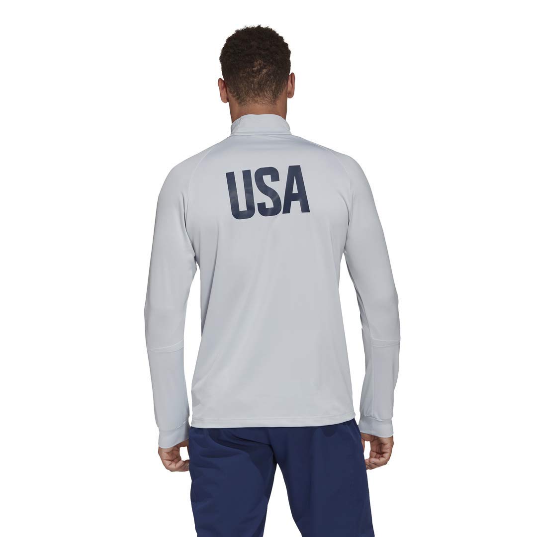 adidas mens USA Volleyball 1/4 Zip Tee Navy Blue/White/Power Red Small/Tall