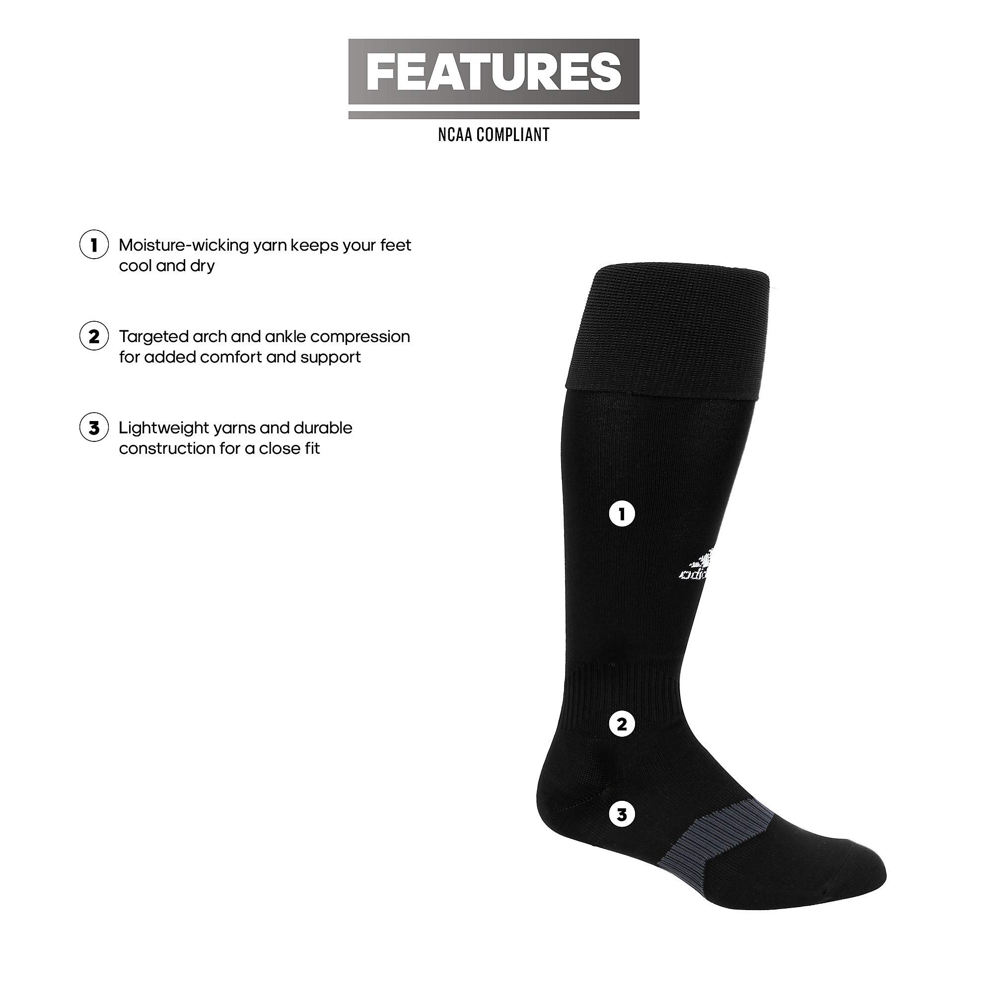 adidas Metro 4 Soccer Socks for Boys, Girls, Men and Women (1-Pair), Black/Night Grey/White, Medium