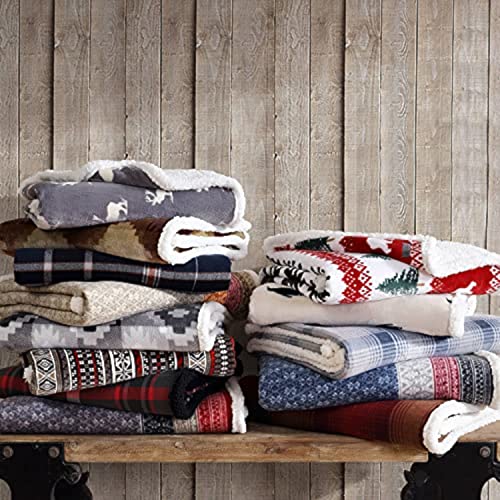 Eddie Bauer Ultra-Plush Collection Throw Blanket-Reversible Sherpa Fleece Cover, Soft & Cozy, Perfect for Bed or Couch, Elk Stance Grey