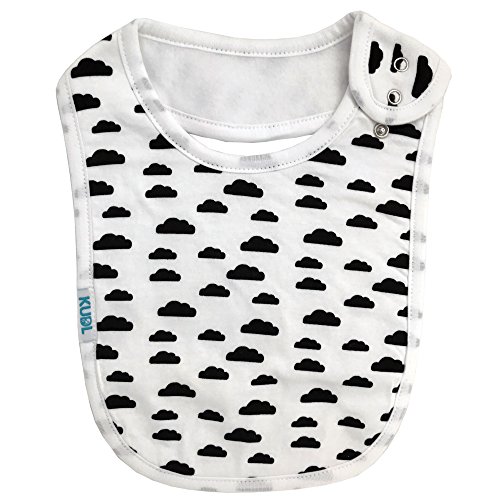 KUDL Baby Bibs Large Burpy Cloth 4 Pack Gift Set Soft Absorbent Feeding Reflux Drool Teething Bibs, Adjustable Snap Buttons, Funny Designs for Boys & Girls - Aztec Black & White