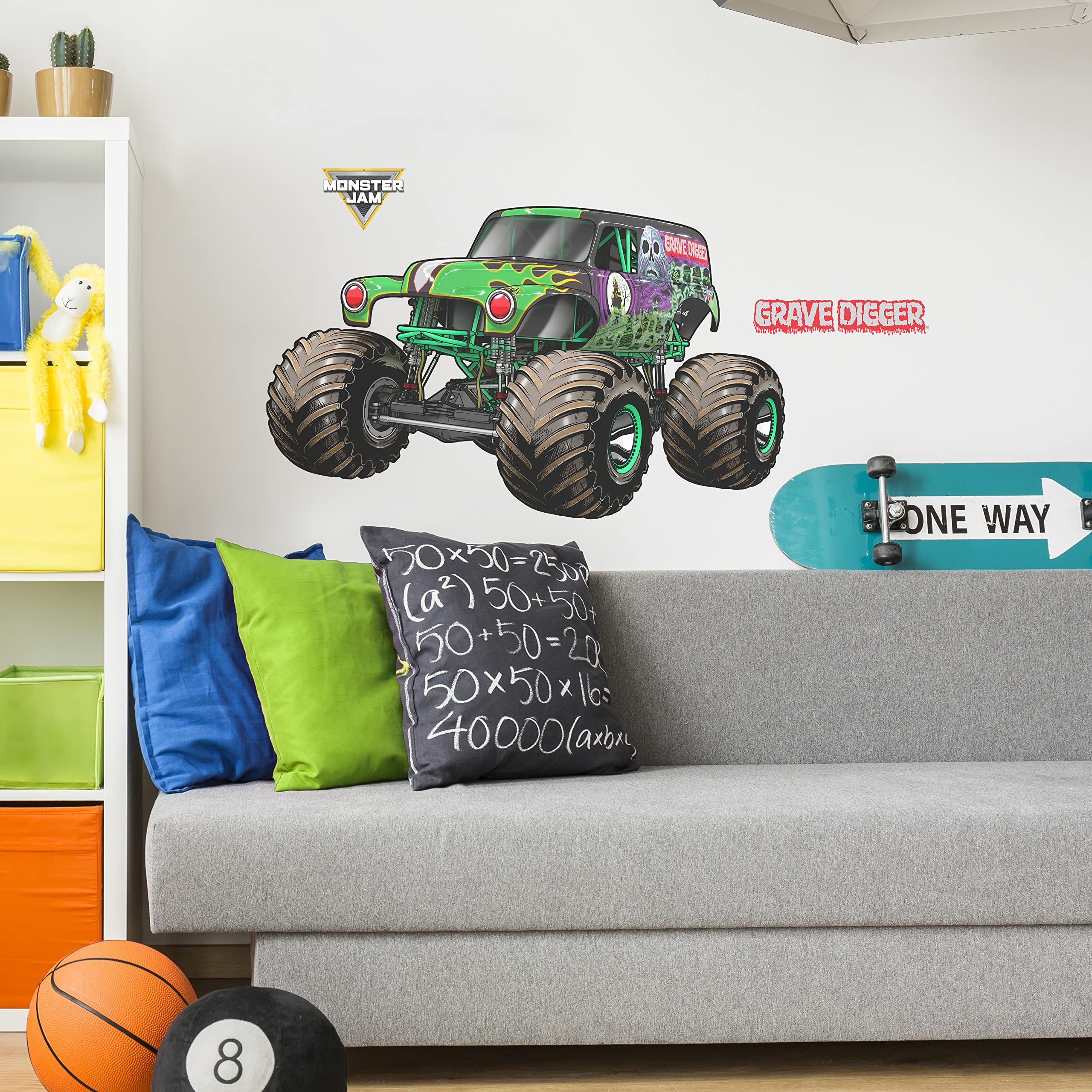 Wall Palz Monster Jam Grave Digger Wall Decal - Monster Jam Wall Stickers with 3D Augmented Reality Interaction - 28" Monster Jam Grave Digger Monster Truck Wall Decorations