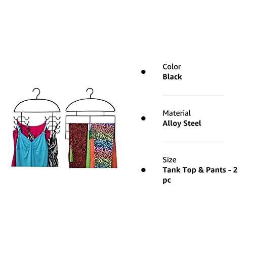 DR. ORGANIZER Leggings/Yoga/Stretch Pants & Tank Top/Cami Closet Organizer Hanger 2/pc Set Combo, Tank Top & Pants, Black, 2 Piece