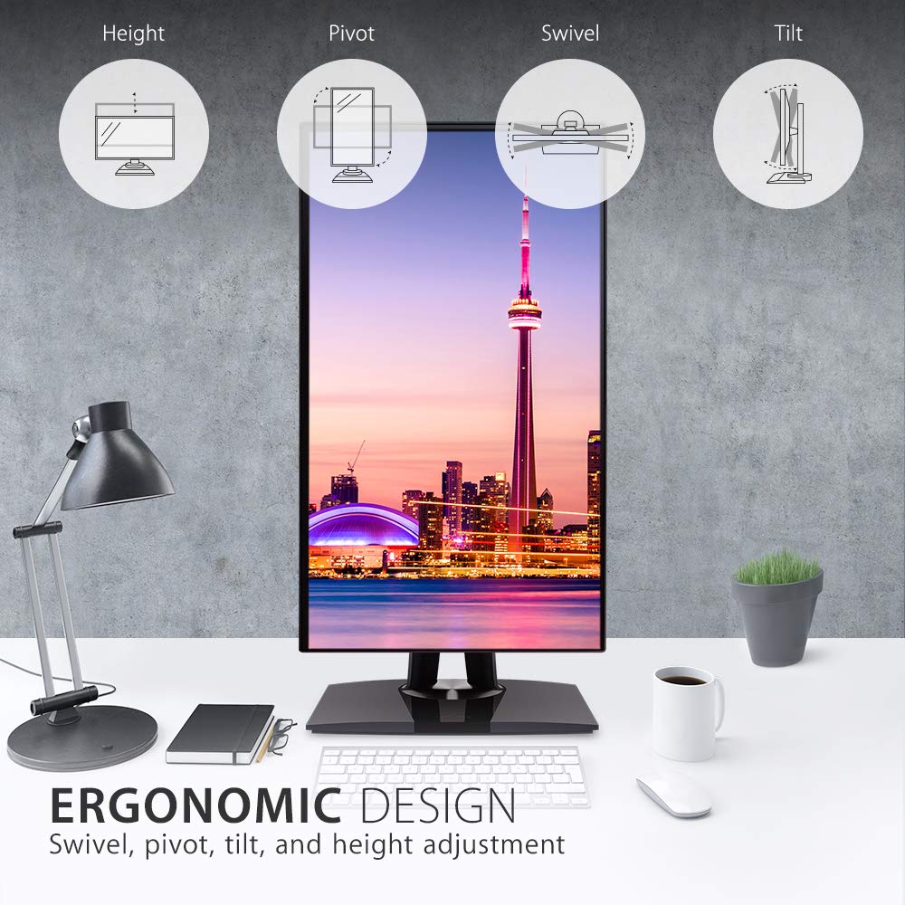 ViewSonic VP2768a 27-Inch IPS 1440p Monitor with Advanced Ergonomics, 90W USB C, RJ45, HDMI, Daisy Chain (Renewed)
