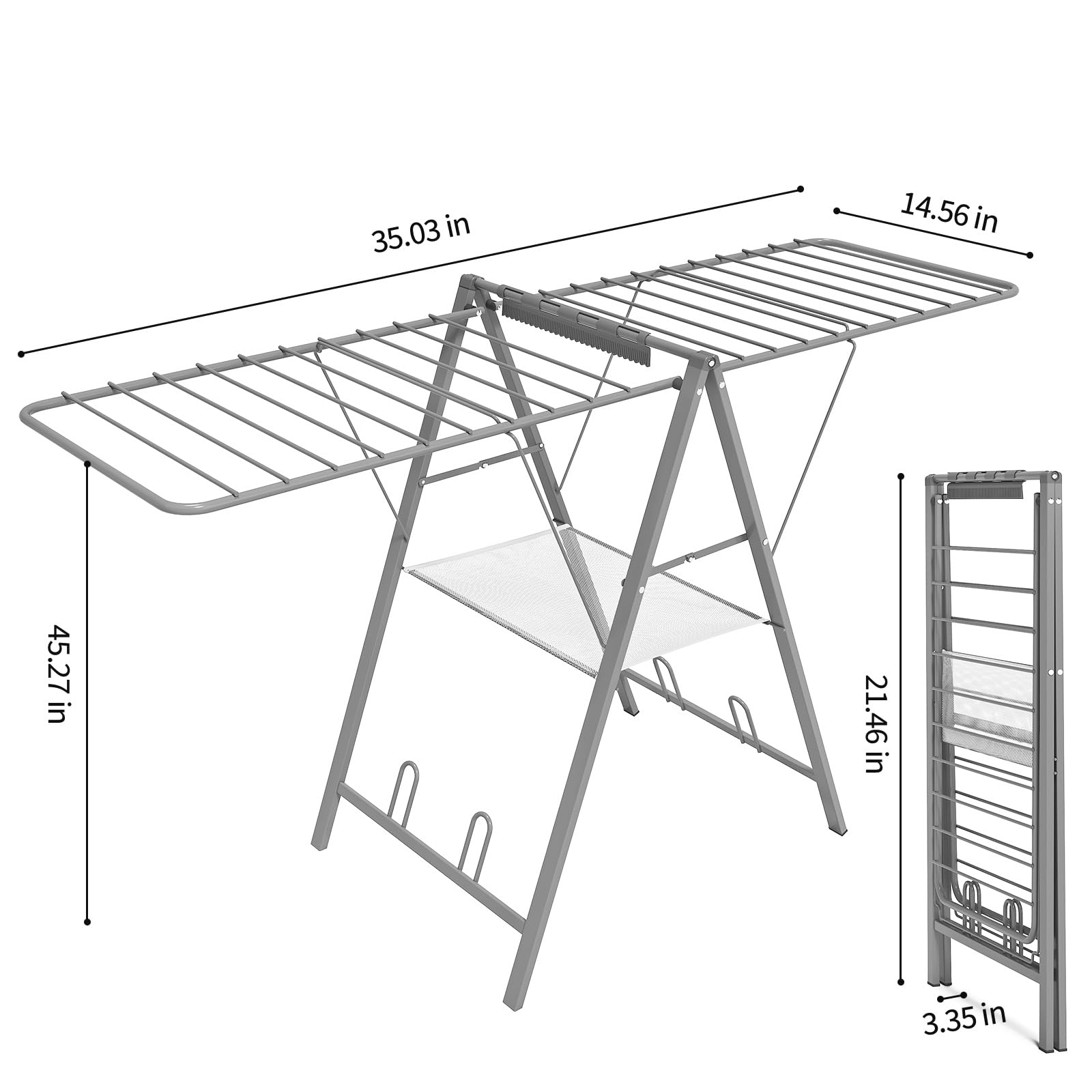 APEXCHASER Ultra Thin Drying Rack β Foldable Clothes Drying Rack with Enhanced Capacity - Convenient and Space-Saving, with Adjustable Wings.