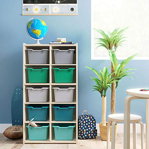 ECR4Kids Streamline 10 Cubby Tray Cabinet with Scoop Front Storage Bins, 5x2, Classroom Furniture, Contemporary