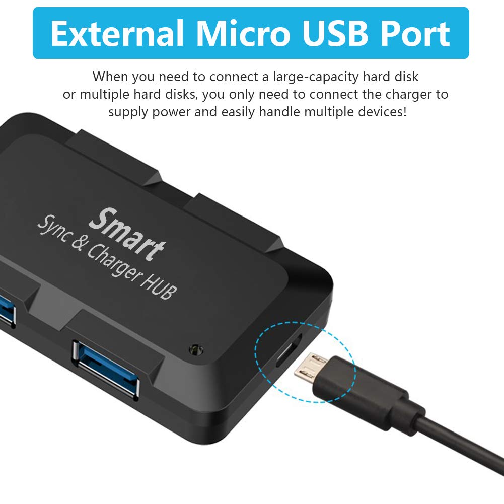 USB 3.0 Hub 4-Port USB C Hub to USB 3.0 Hub Adapter Ultra-Slim Data USB Hub 2.5ft Extended Cable Compatible Laptop, Surface Pro,XPS,PC,Camera,Flash Drive,Mobile HDD,Type C Devices SHARLLEN-(Black)