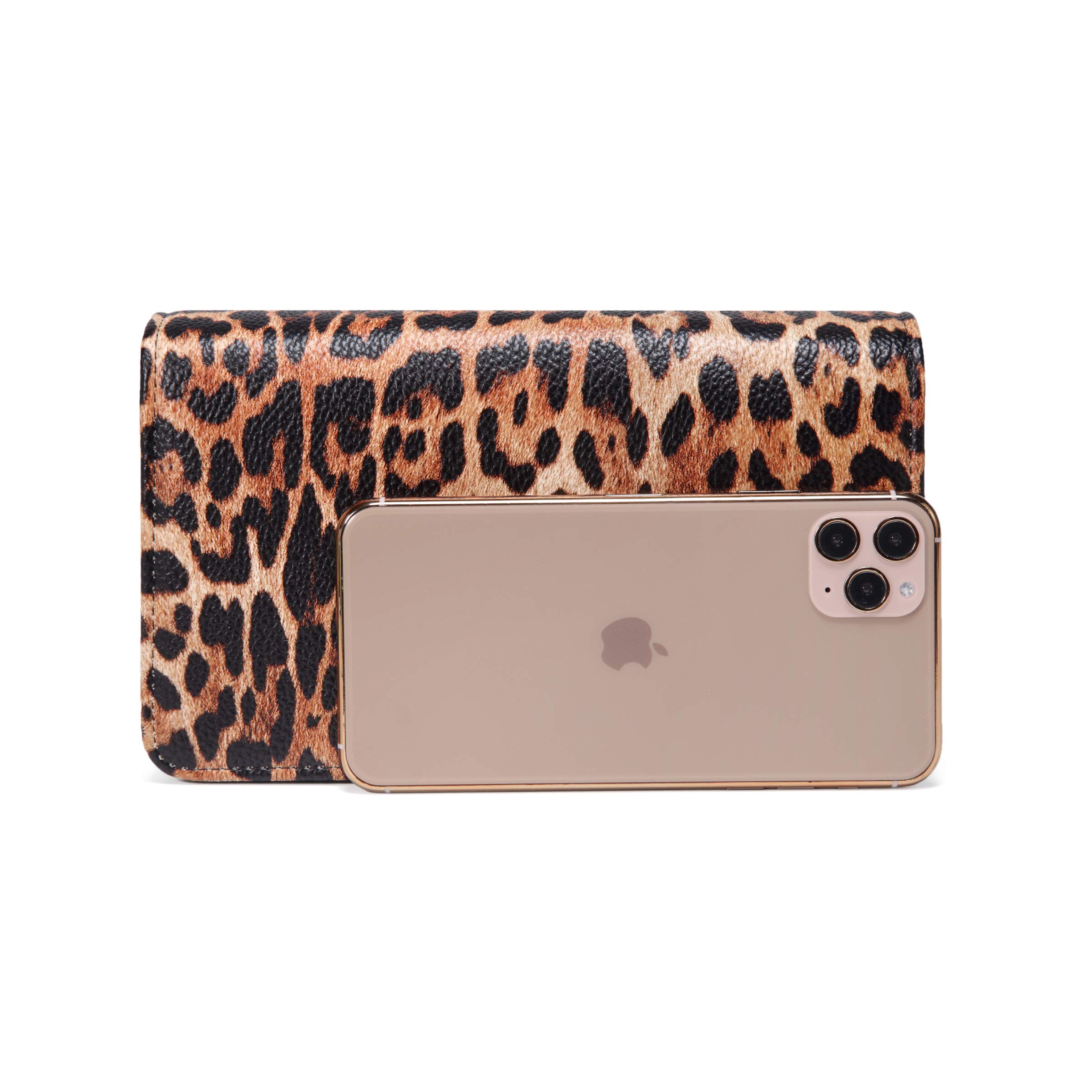 Daisy Rose Cross Body Bag - RFID Blocking with Credit Card Slots Clutch - PU Vegan Leather - Leopard
