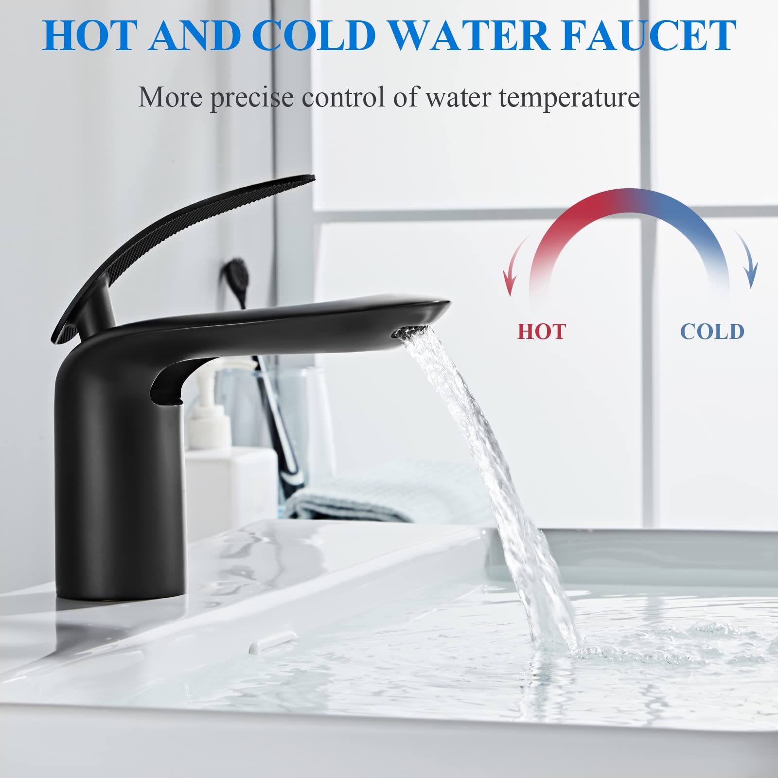 becola Creative Single Hole Bathroom Sink Faucet,Round Hollowing Vessel Sink Faucet,Single Handle Lavatory Black Bathroom Faucet Including Two US Standard 3/8" Hoses