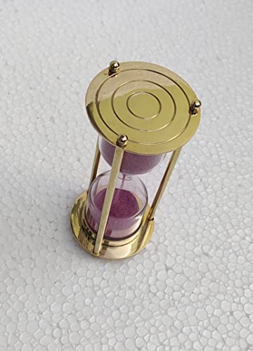 Antique Hourglass Sand Timer 3 min. Decorative Modern Brass Sand Timer Hourglass hanzla Collection by Indian Instruments, 6 inch