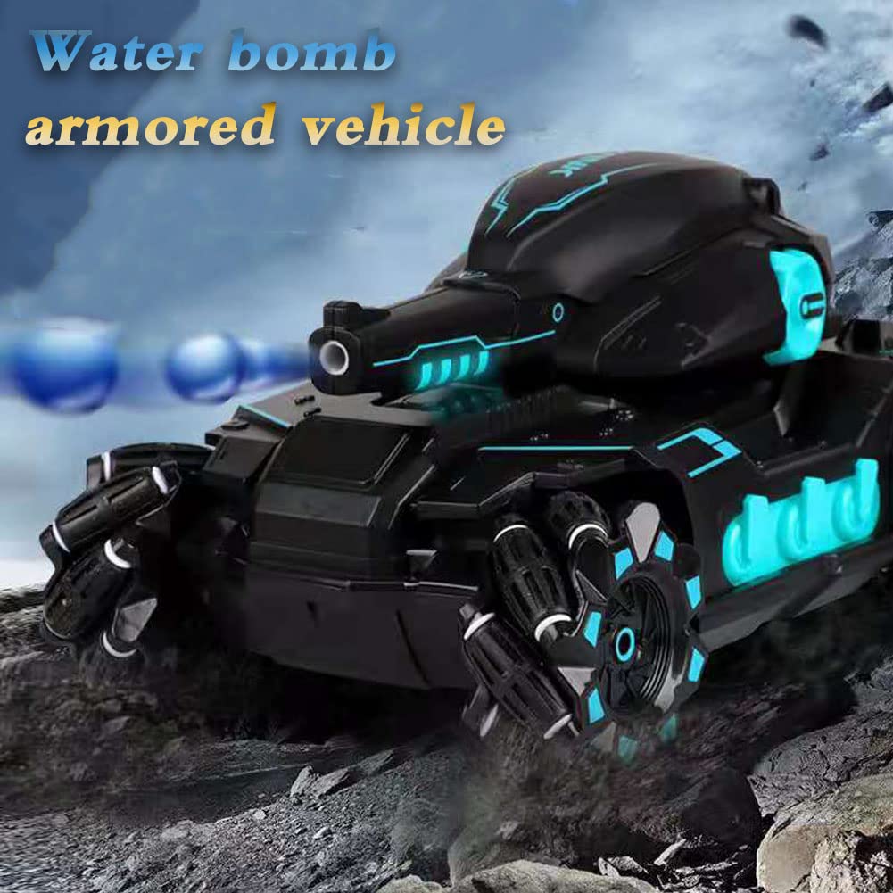 Xximuim RC Tank Car, 2.4G Electric Watch Remote Control Water Bomb Tank car Stunt Multiplayer Battle Toy Car, Can Drift Horizontally, 360° Stunt Rotation，Great Gift Toy for Boys