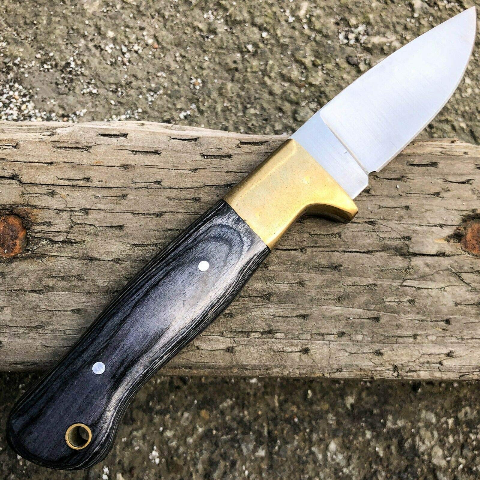 8" Clip Point Skinner Hunting Survival Skinning Fixed Blade Knife Full Tang Wood