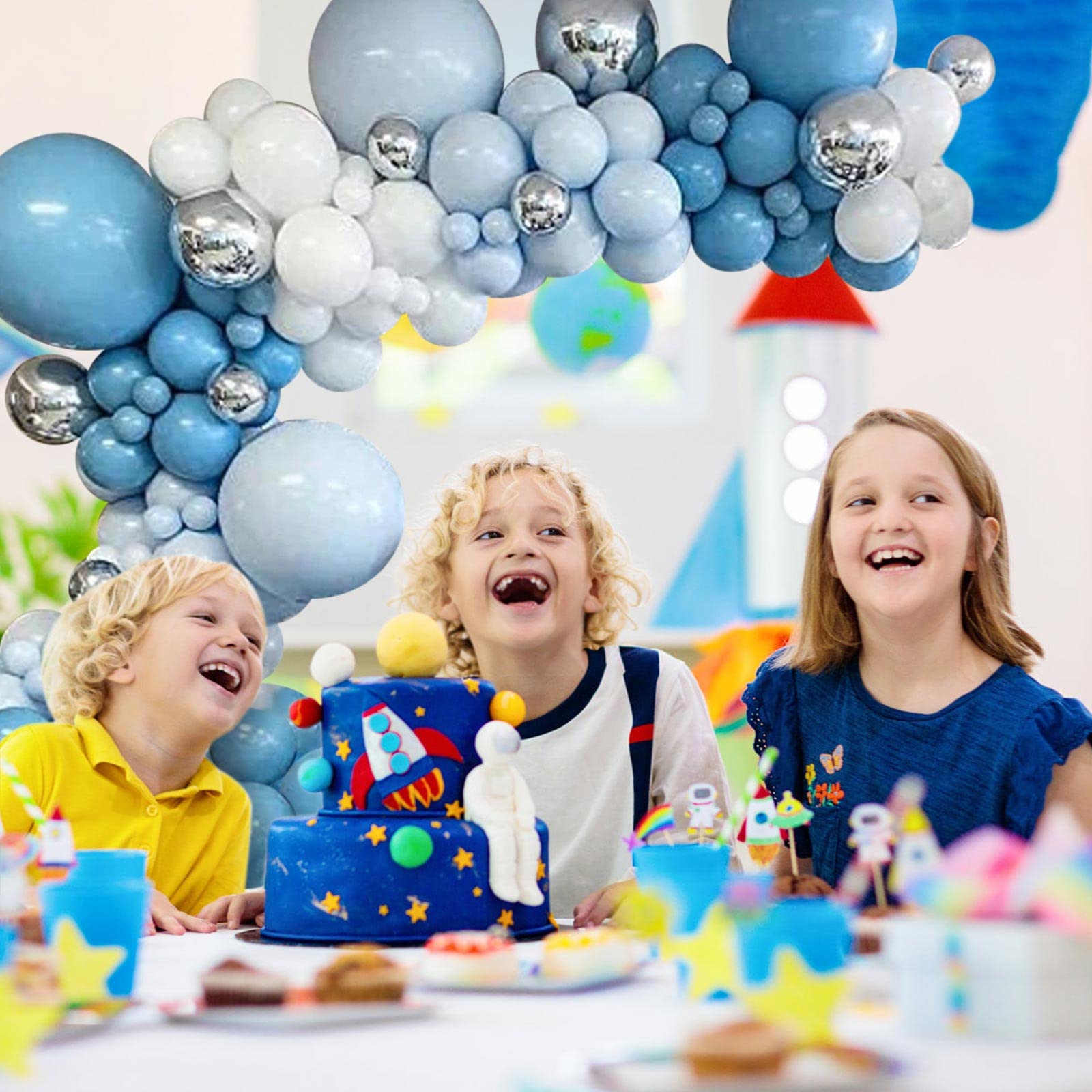 Balloon Garland Arch Kit - Blue White and Silver Balloons for Wedding Bridal Shower Birthday Party Baby Shower Decoration