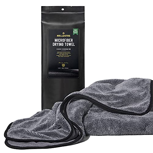 MR.LUSTRE Microfiber Drying Towels for Cars Large Single Sided Durable Layer Professional Grade Super Absorbent Car Cleaning Towel Auto Detailing Cloth, 35x28 inch, 1 Pack, 1 Piece