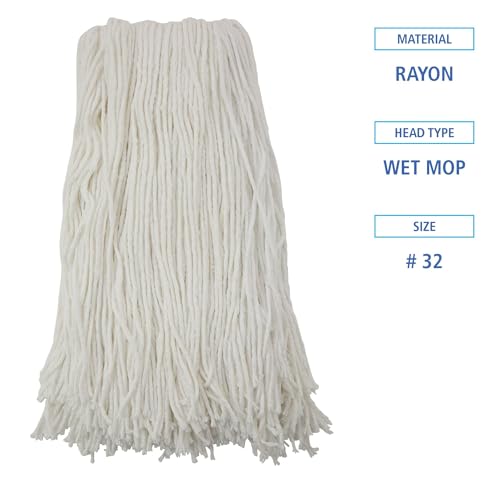 Boardwalk BWK2032RCT No. 32 Rayon Cut-End Wet Mop Head - White (12/Carton)