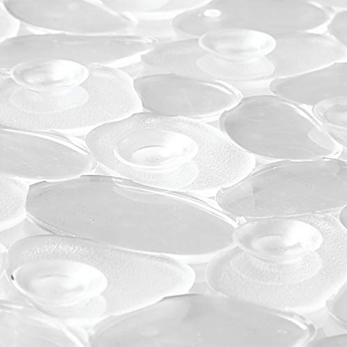 iDesign Plastic Suction Cup Non-Slip Bath Mat, The Pebblz Collection - 22β x 22β, Clear