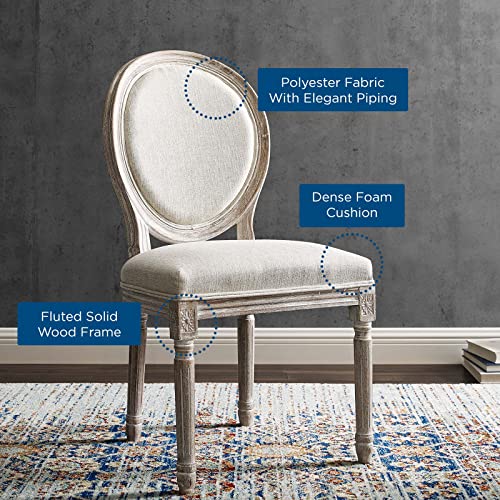 Modway Emanate French Vintage Upholstered Fabric Dining Side Chair in Beige