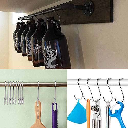 MroMax Stainless Steel S Hooks,80mm/3.15" Silver S Shaped Hook Hangers for Kitchen Bathroom Bedroom Storage Room Office Outdoor Multiple Uses, 4Pcs