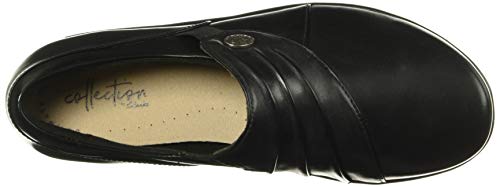 Clarks Women's Hope Roxanne Loafer, Black Leather, 9.5 W US