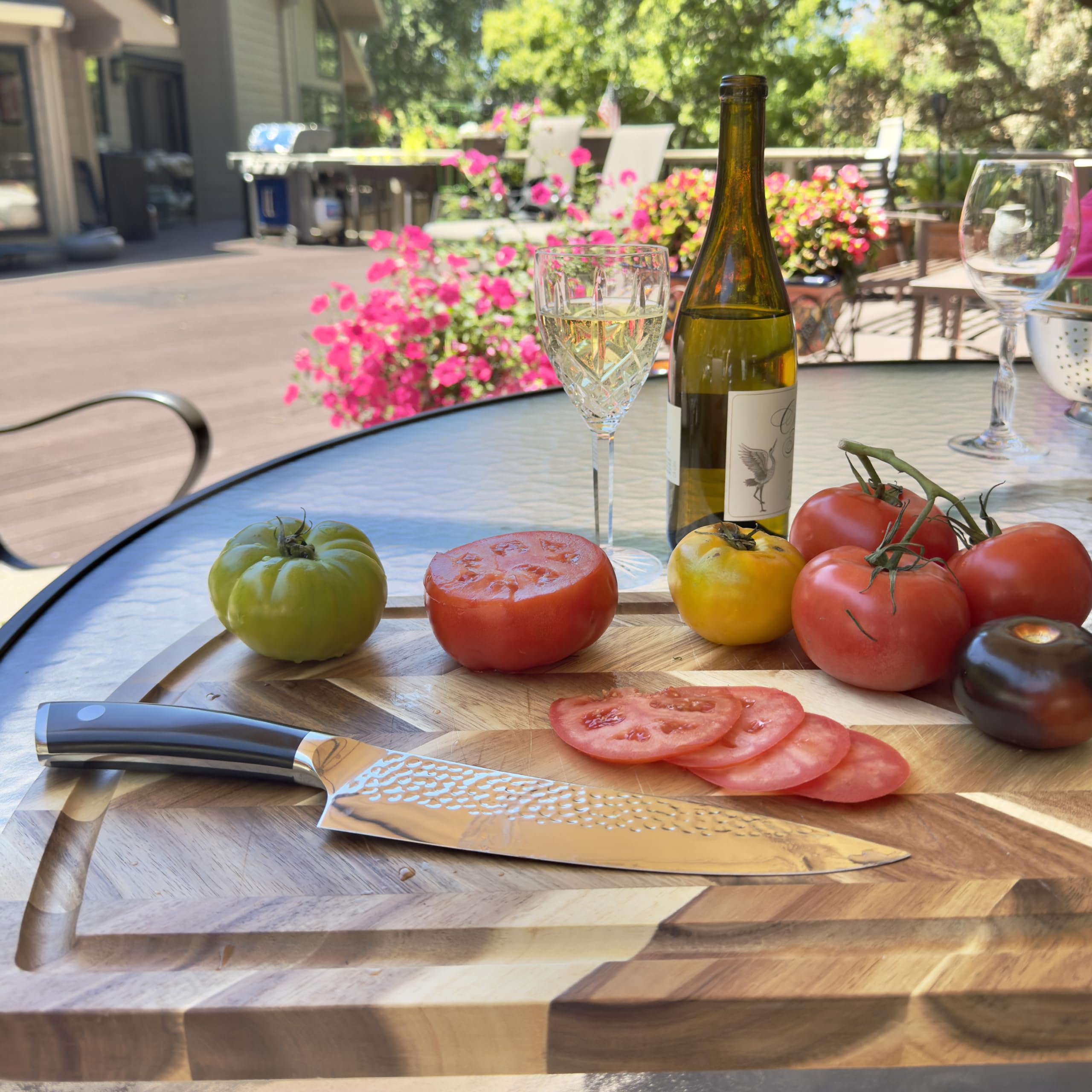 HACIENDA ART & HOME Chef Knife 8 Inch, Hammered Steel, Ultra Sharp Professional High Carbon Stainless Steel Knife for Home & Restaurant, Gift Quality Box β Perfect for Home, Chefs, and Gifts