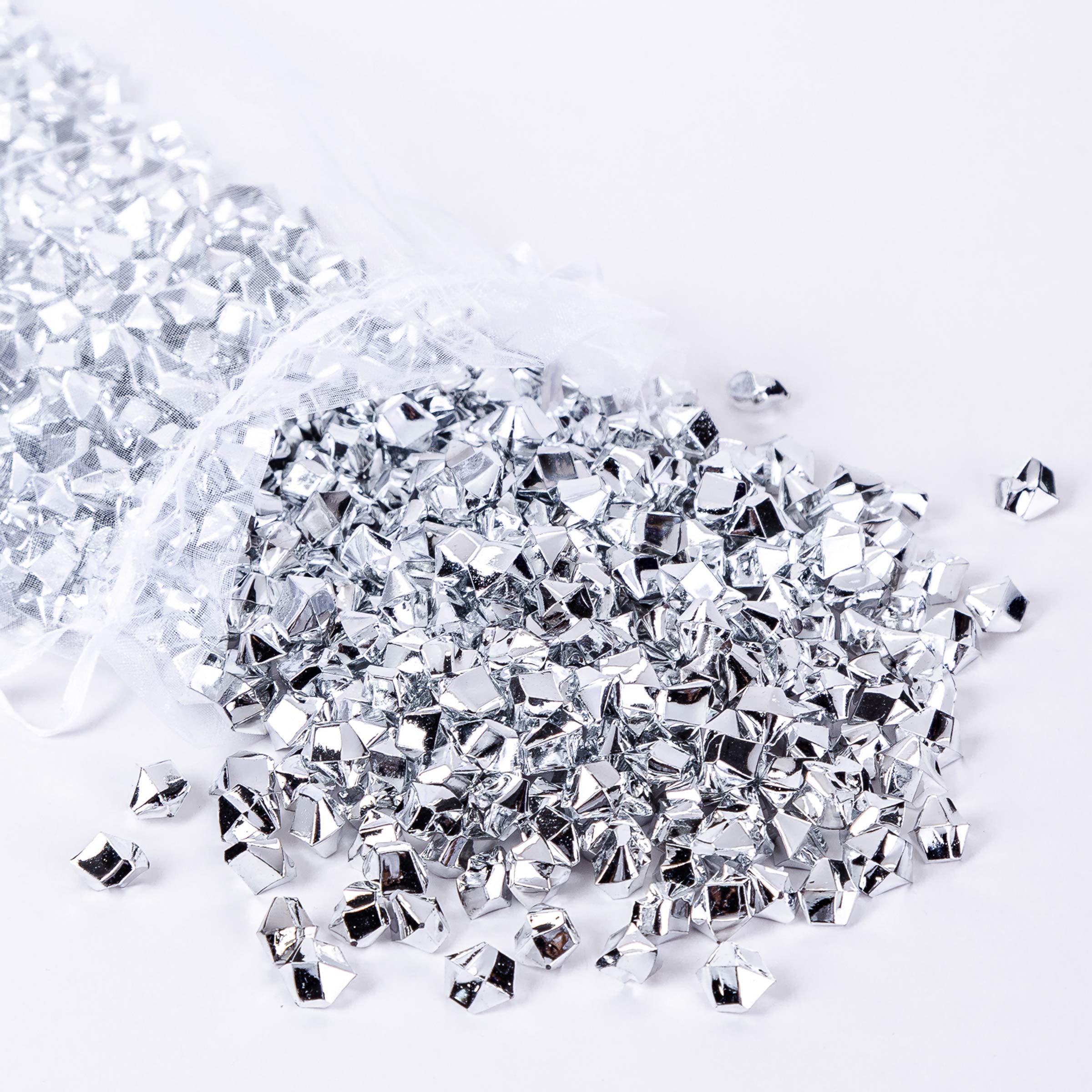 AiFanS Vase Filler for Home Deco and Centerpieces,Plastic Silver Nuggets for Vases and Table Decoration (Metallic Silver,800 Pieces)